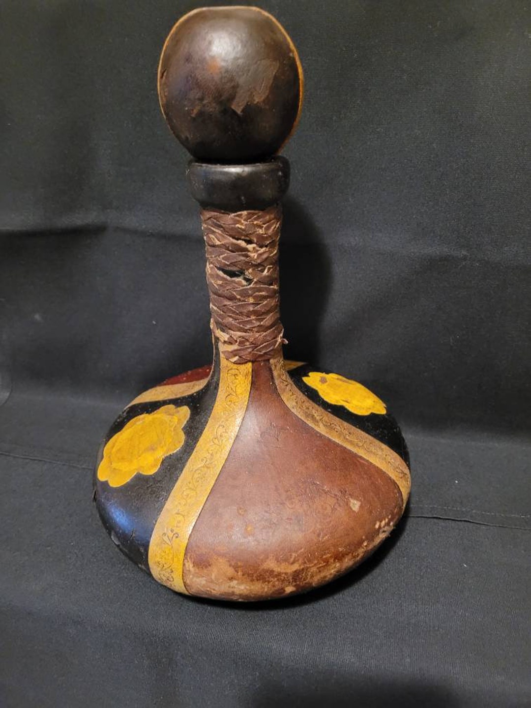 Vintage Leather-bound Glass Cask, Circa 1980's - Etsy