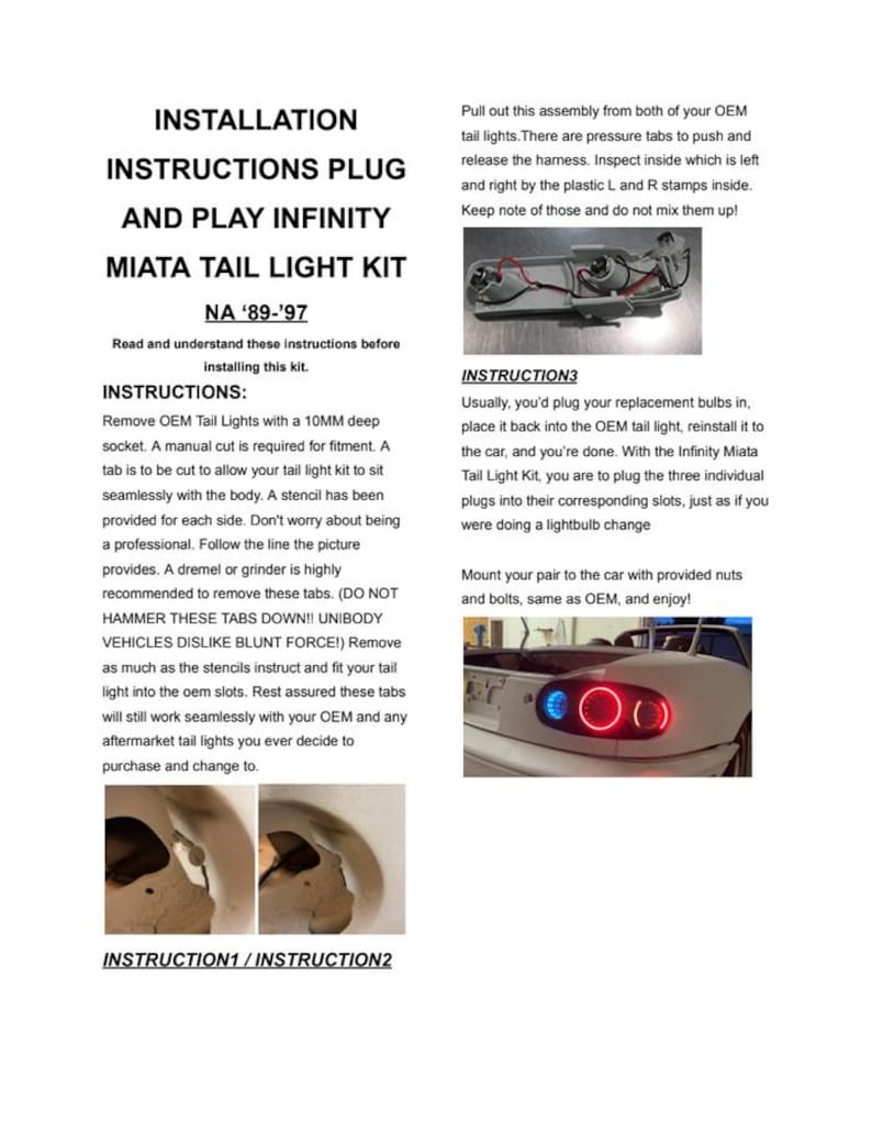 1990-1997 Mazda Miata NA Custom LED Infinity Tail Light Conversion Kit ...