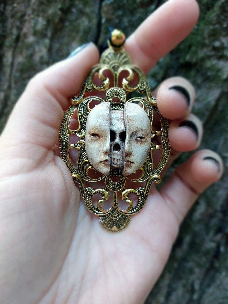 Skull Beauty Necklace Art Object Miniature Sculpture Morbid - Etsy