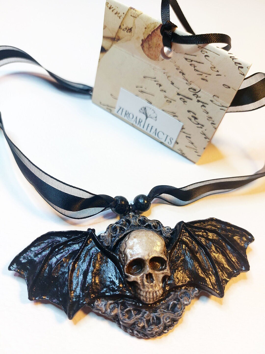 Winged Skull Necklace Flying Bat Gothic Art Cosplay Accessory Halloween ...