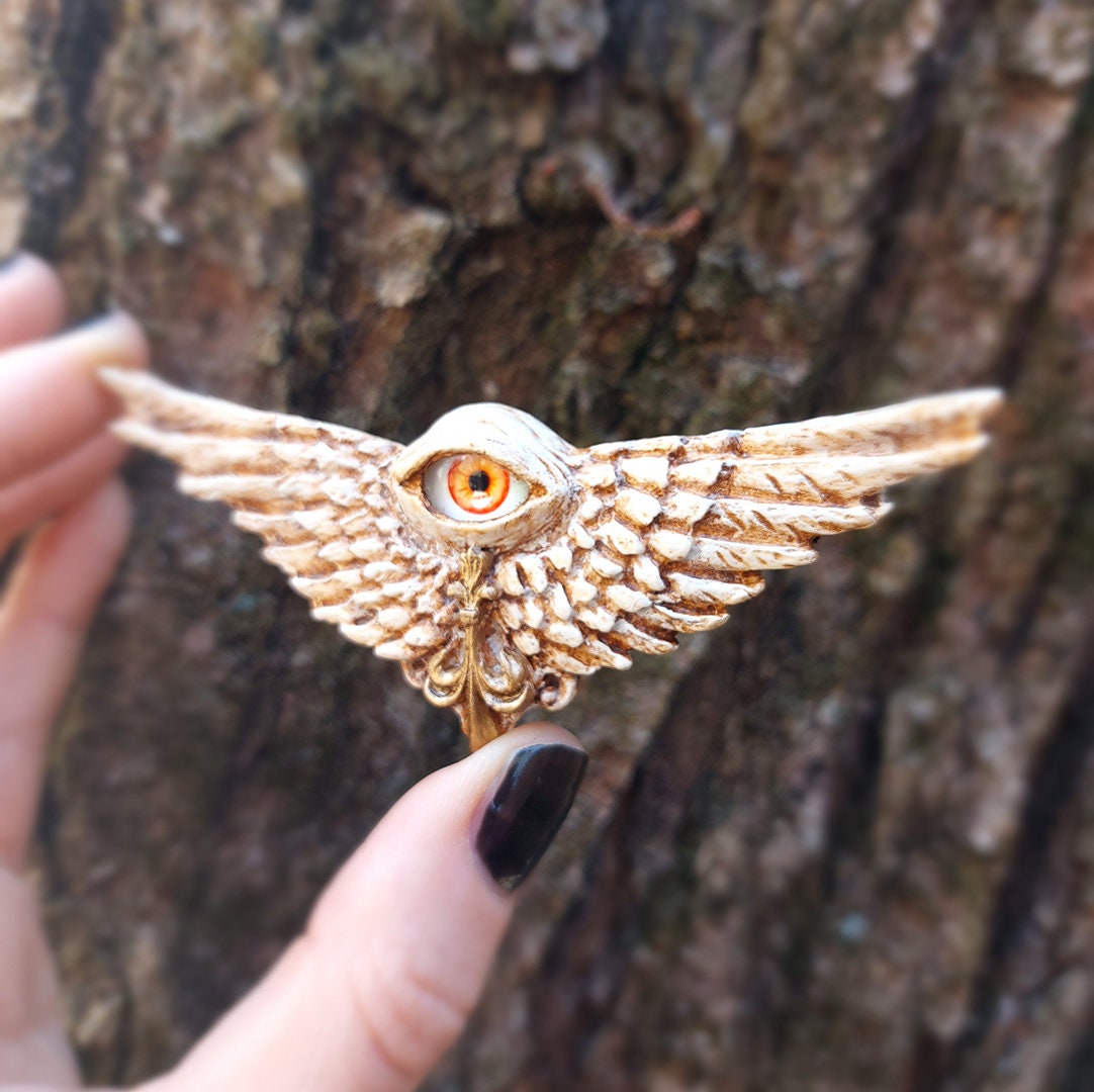 Winged Eye Brooch All Seeing Eye Lapel Pin Seraphim Horus Occult Art ...