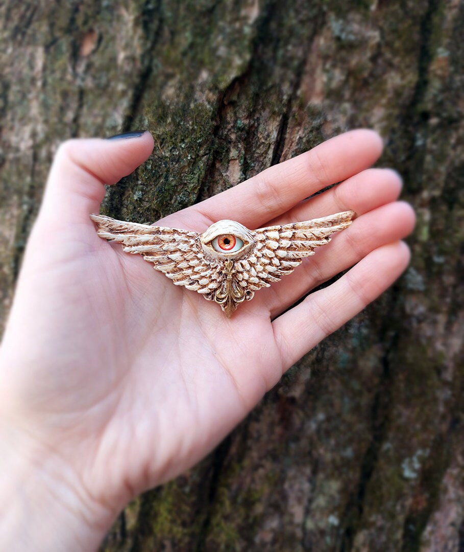 Winged Eye Brooch All Seeing Eye Lapel Pin Seraphim Horus Occult Art ...