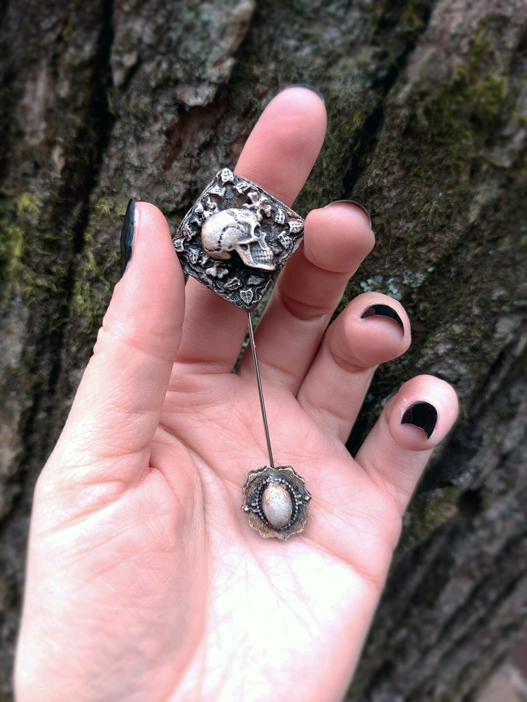 Skull Cravat Pin Hat Stick Tie Pin Lapel Brooch Spooky Wearable Art ...