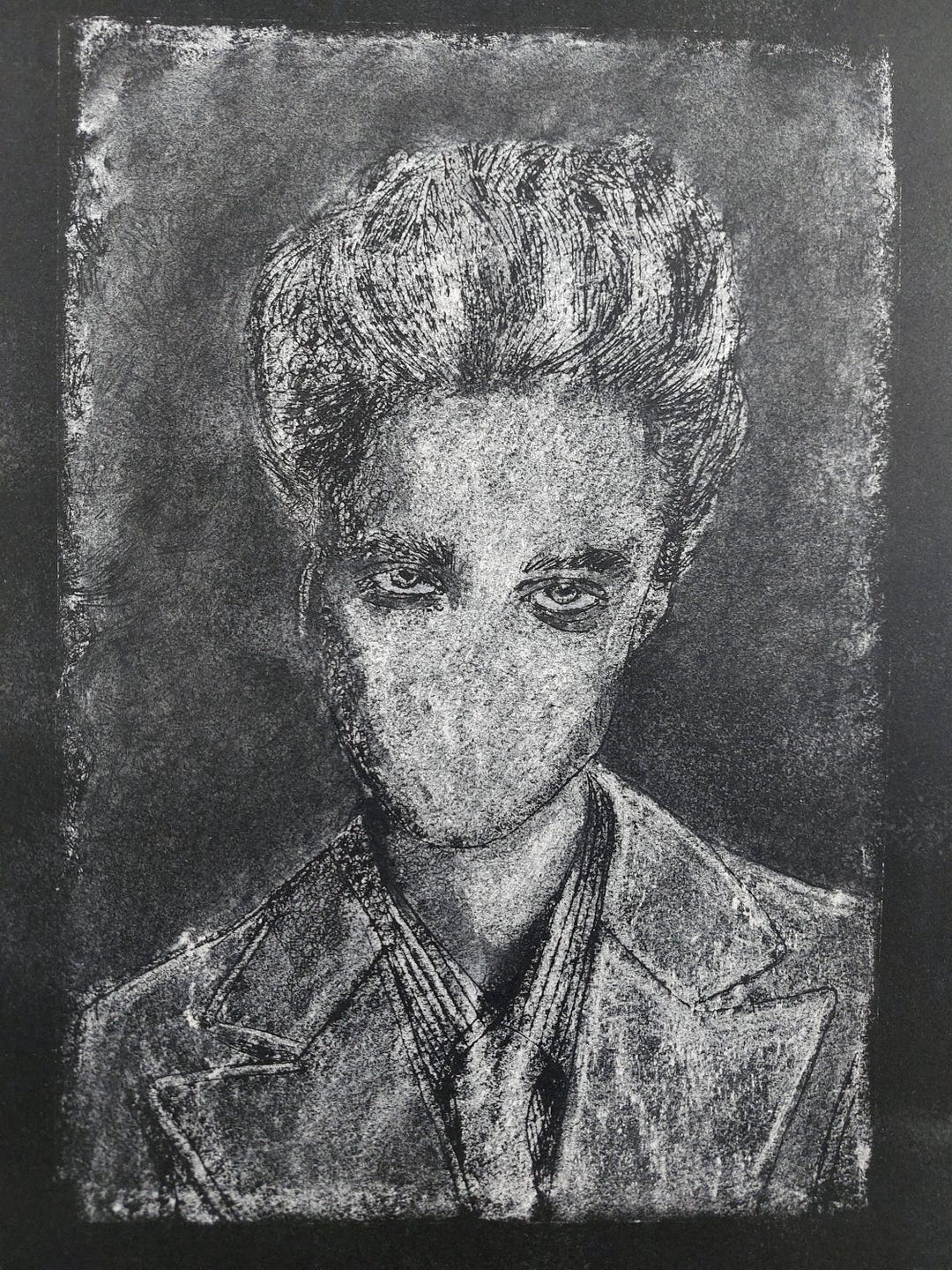 OOAK Chalk Portrait Drawing Frottage Art 12x18 Original Artwork - Etsy