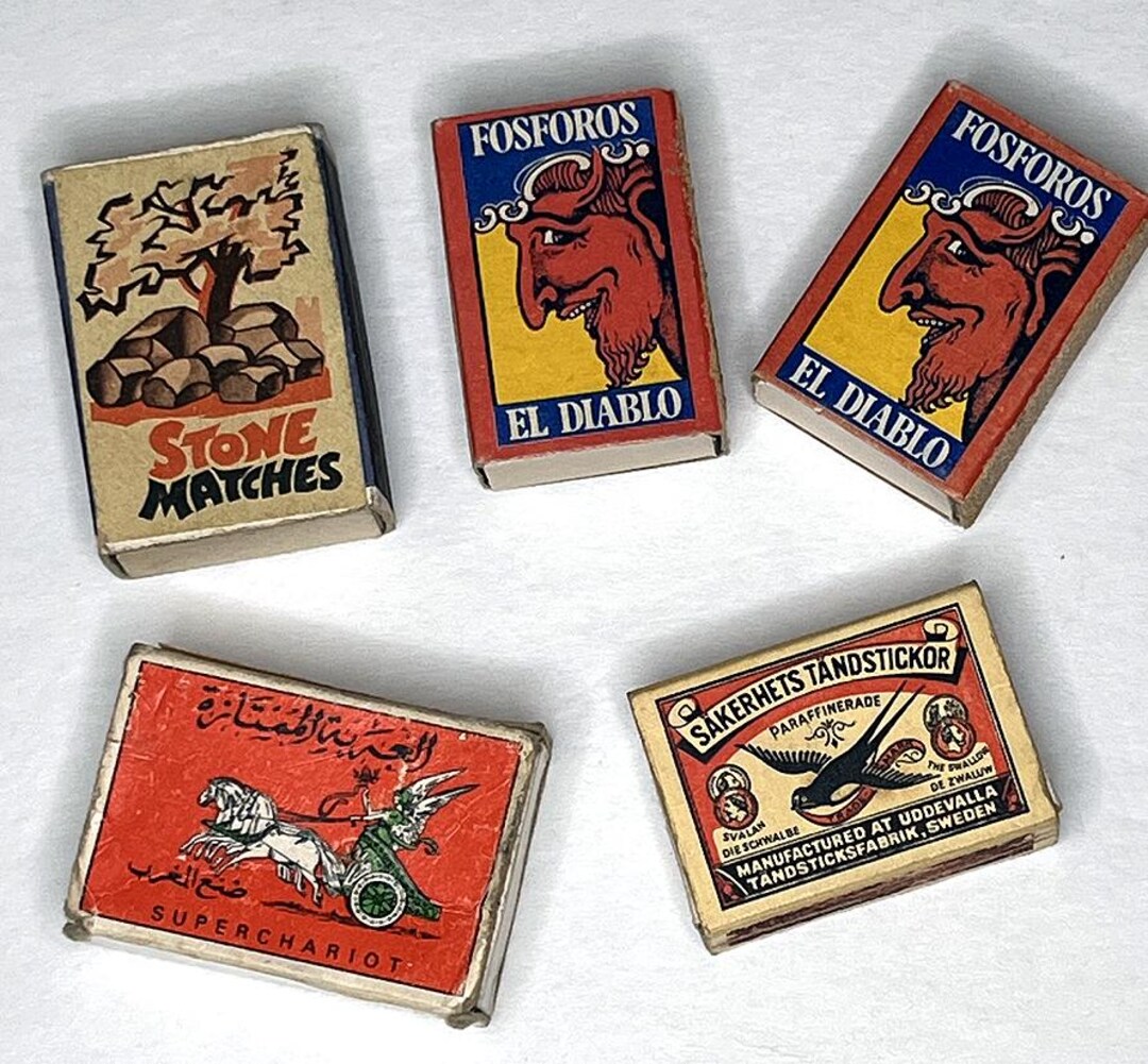 5 Exotic Vintage Collectible Box Matches With Wooden Matches New and ...