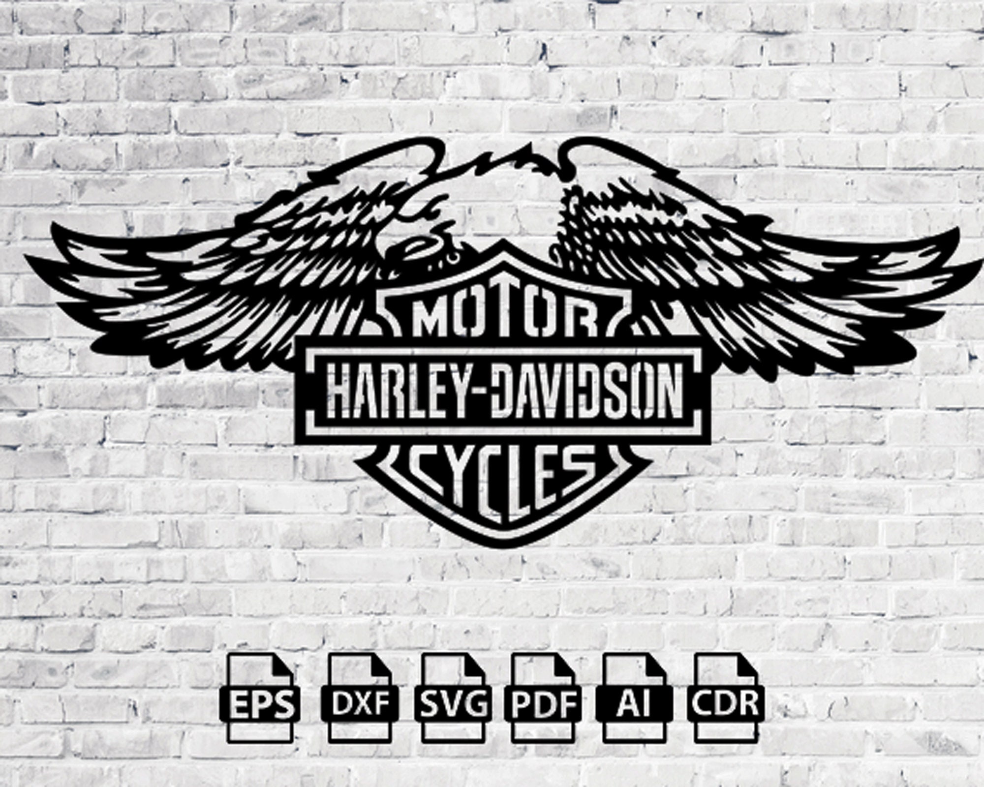 Harley Davidson Motorcycle Laser Cut Dxf Files Wall Sticker - Etsy
