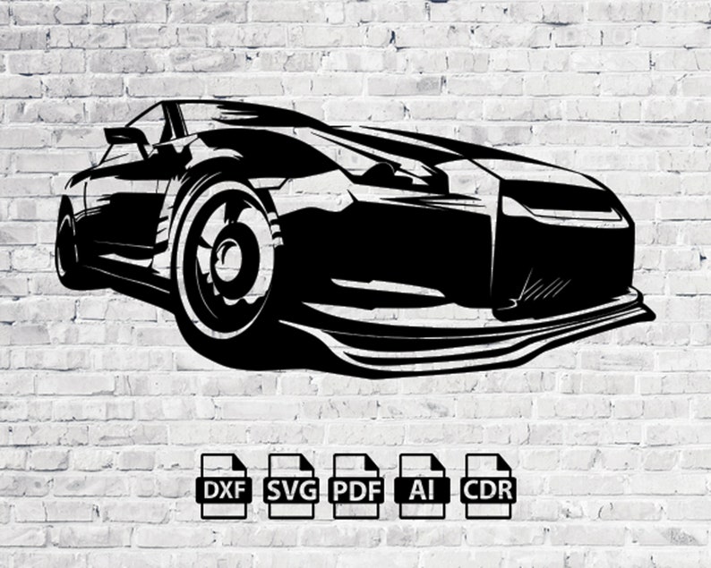 Gtr Car Design Laser Cut Svg Dxf Files Wall Sticker Engraving - Etsy