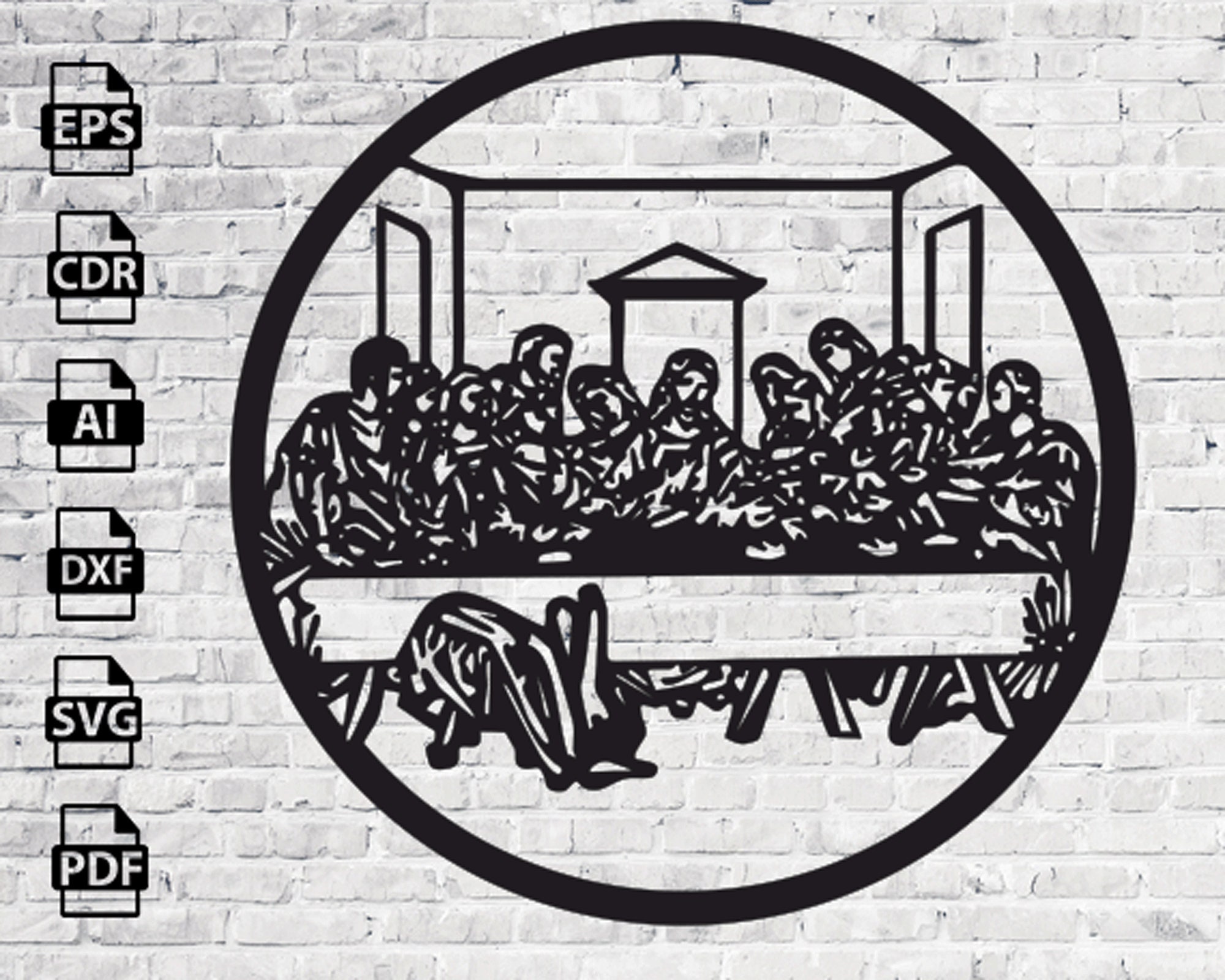 La última cena láser cortado svg dxf archivos de pared - Etsy México