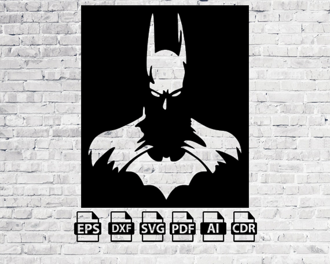 Batman corte láser svg dxf archivos de pared pegatina grabado | Etsy