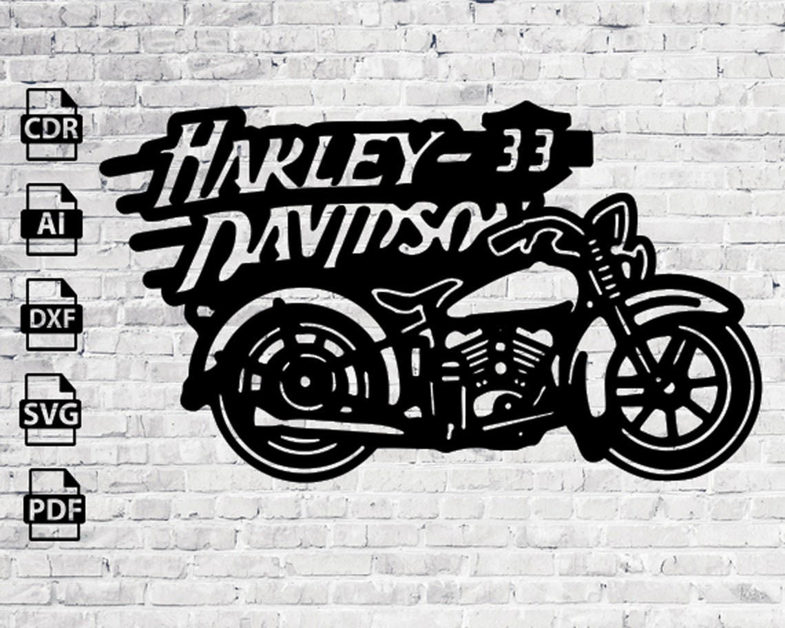 Harley Davidson Motorcycle Laser Cut Dxf Files Wall Sticker - Etsy Canada