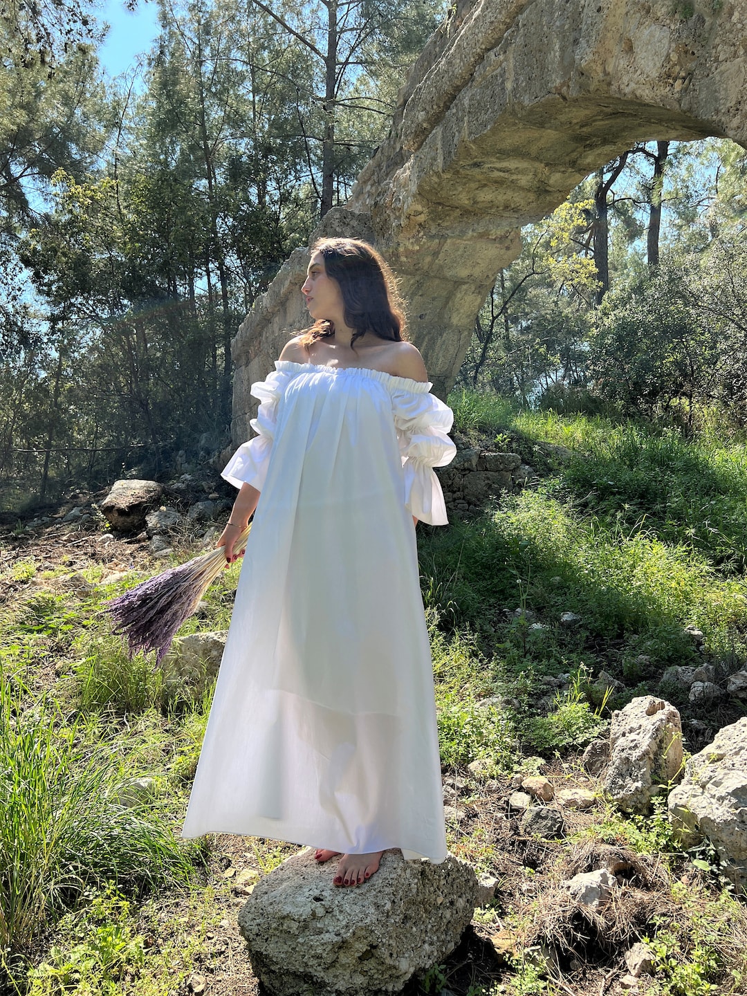 Cotton Silky Renaissance Dress Black or White | Renaissance Chemise ...