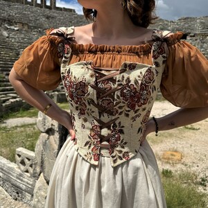 Renaissance Corset, Peasant Bodice, Embroidered Corset, Straps Festival ...