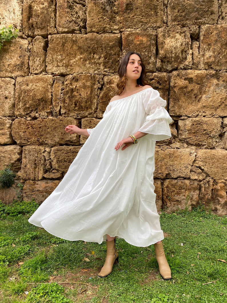 Cotton Silky Renaissance Dress | Renaissance Chemise | White Dress ...