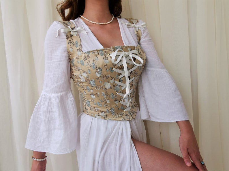 Renaissance Corset Peasant Bodice Floral Pattern Straps - Etsy