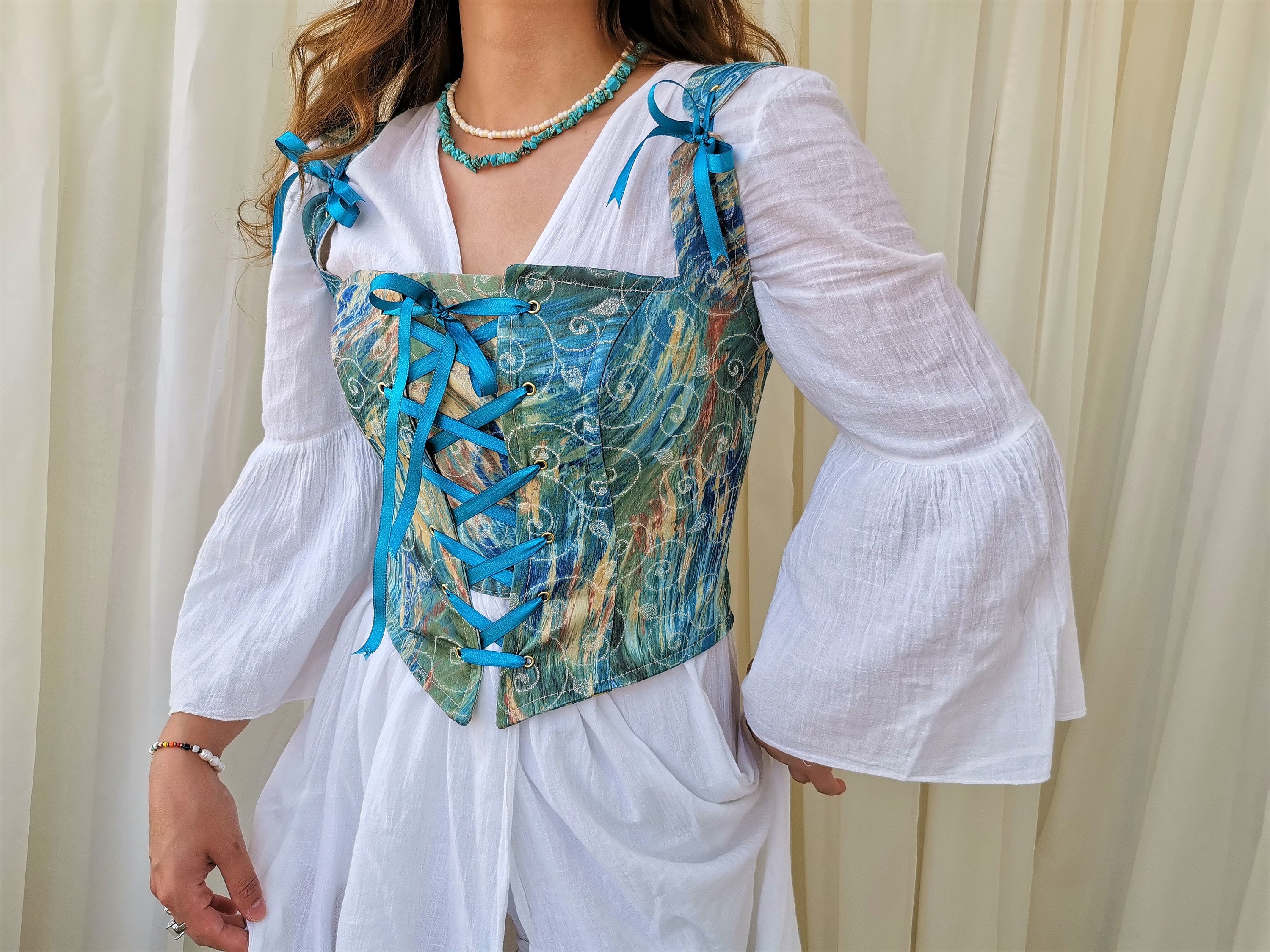 Renaissance Corset Peasant Bodice Colorful Pattern Corset - Etsy