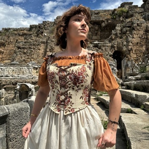 Renaissance Corset, Peasant Bodice, Embroidered Corset, Straps Festival ...
