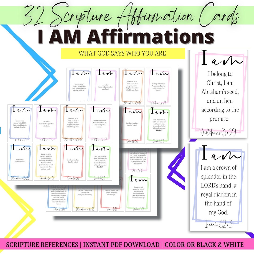 32 I AM Affirmation Cards, Biblical Affirmation, Printable Affirmation ...