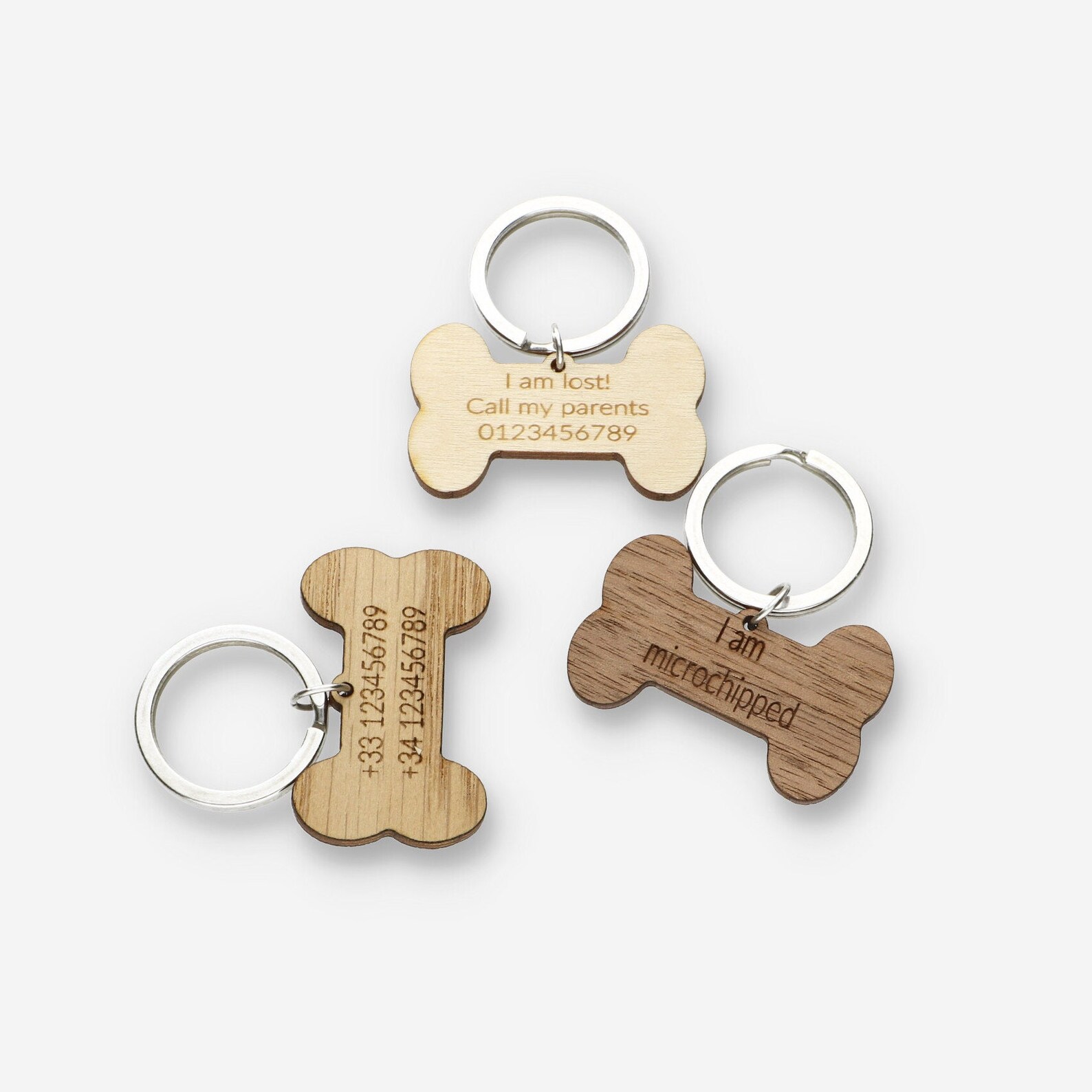 Personalised Bone Dog Tag Wooden Dog Name Tag Custom Dog - Etsy