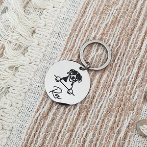Custom Round Pet Tag Personalized Dog Peeking ID Tag Pet - Etsy