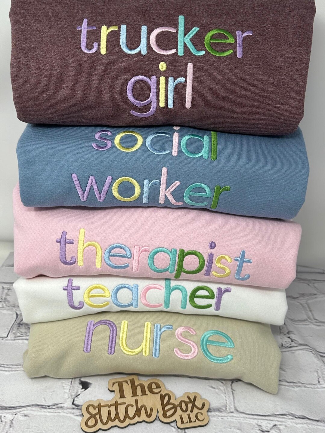 Personalized Sweatshirt, Multicolor Embroidered Sweatshirt, Customized ...