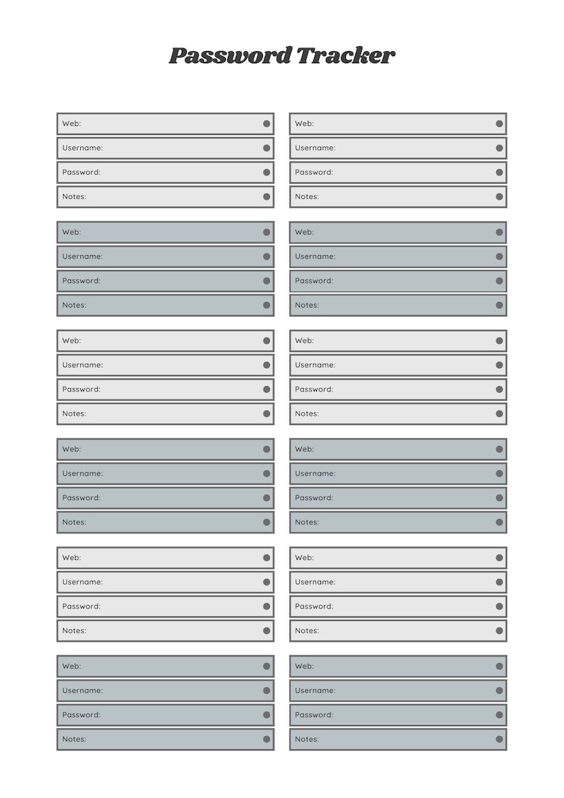 Password Tracker Printable, Password Tracker Editable, Password Tracker ...