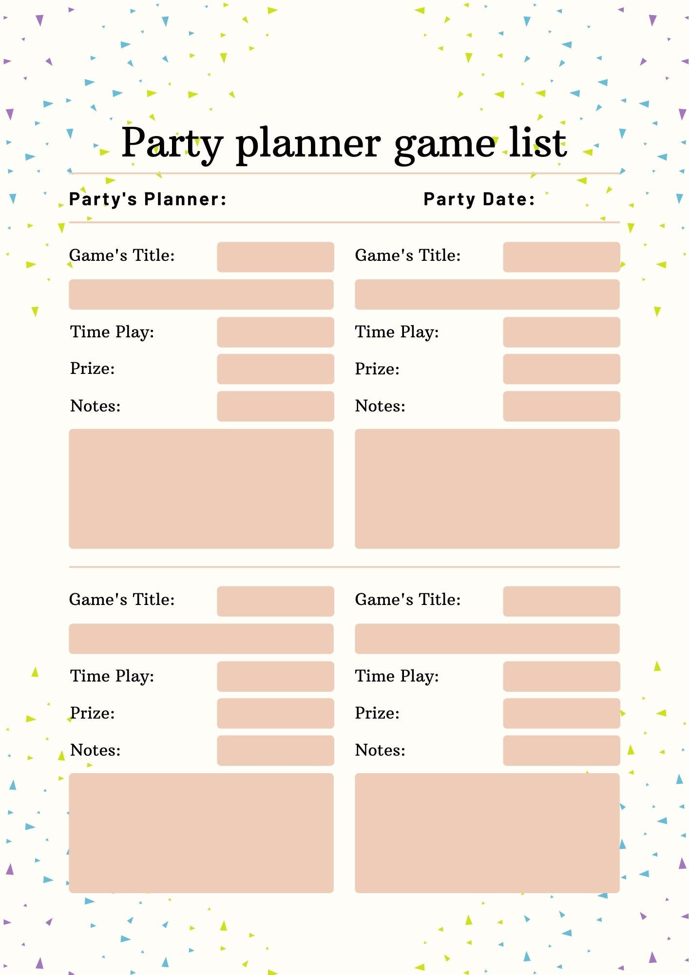 Printable Party Planner, Digital File, Party Planner Template, Party ...