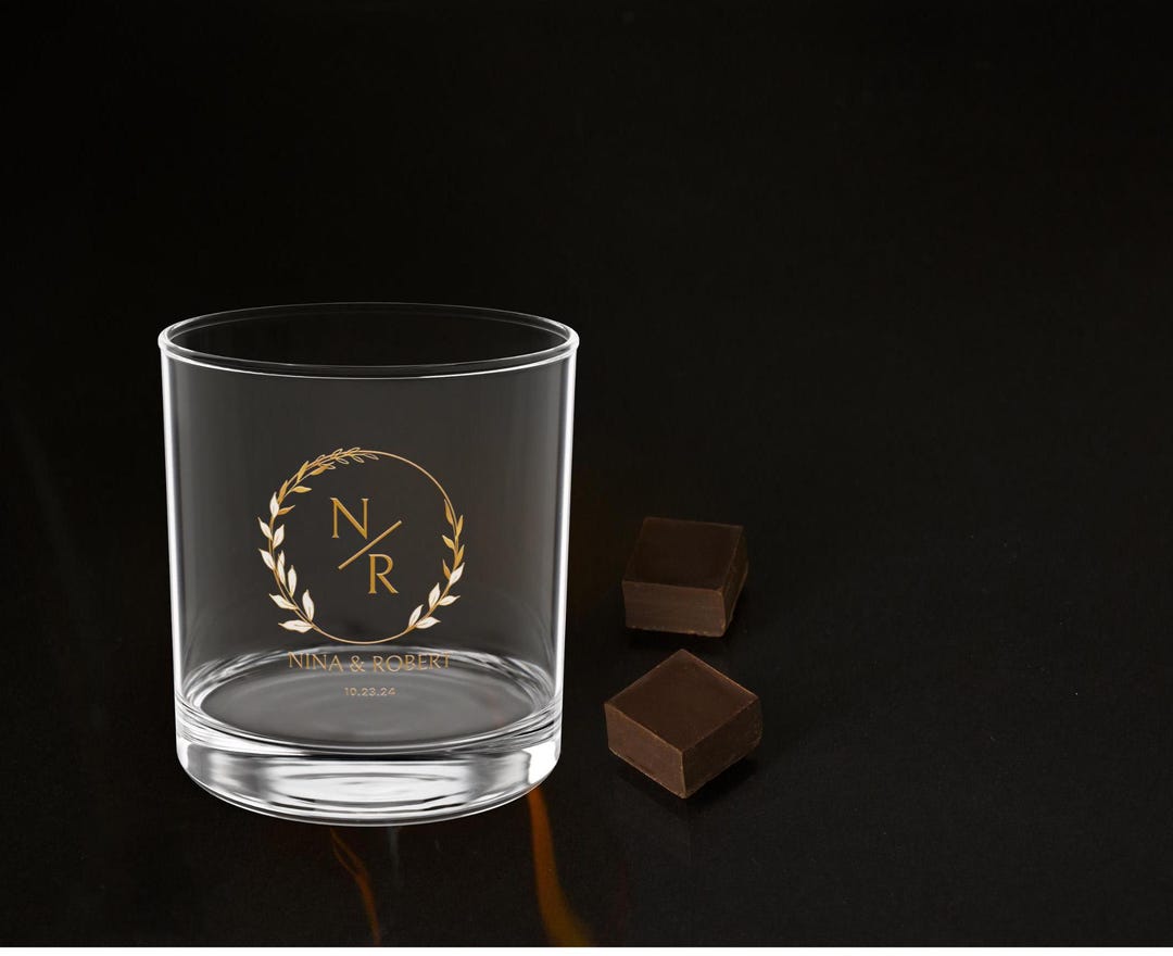 Personalized Monogram Whiskey Glass Set of 1-4, Custom Wedding Letter ...
