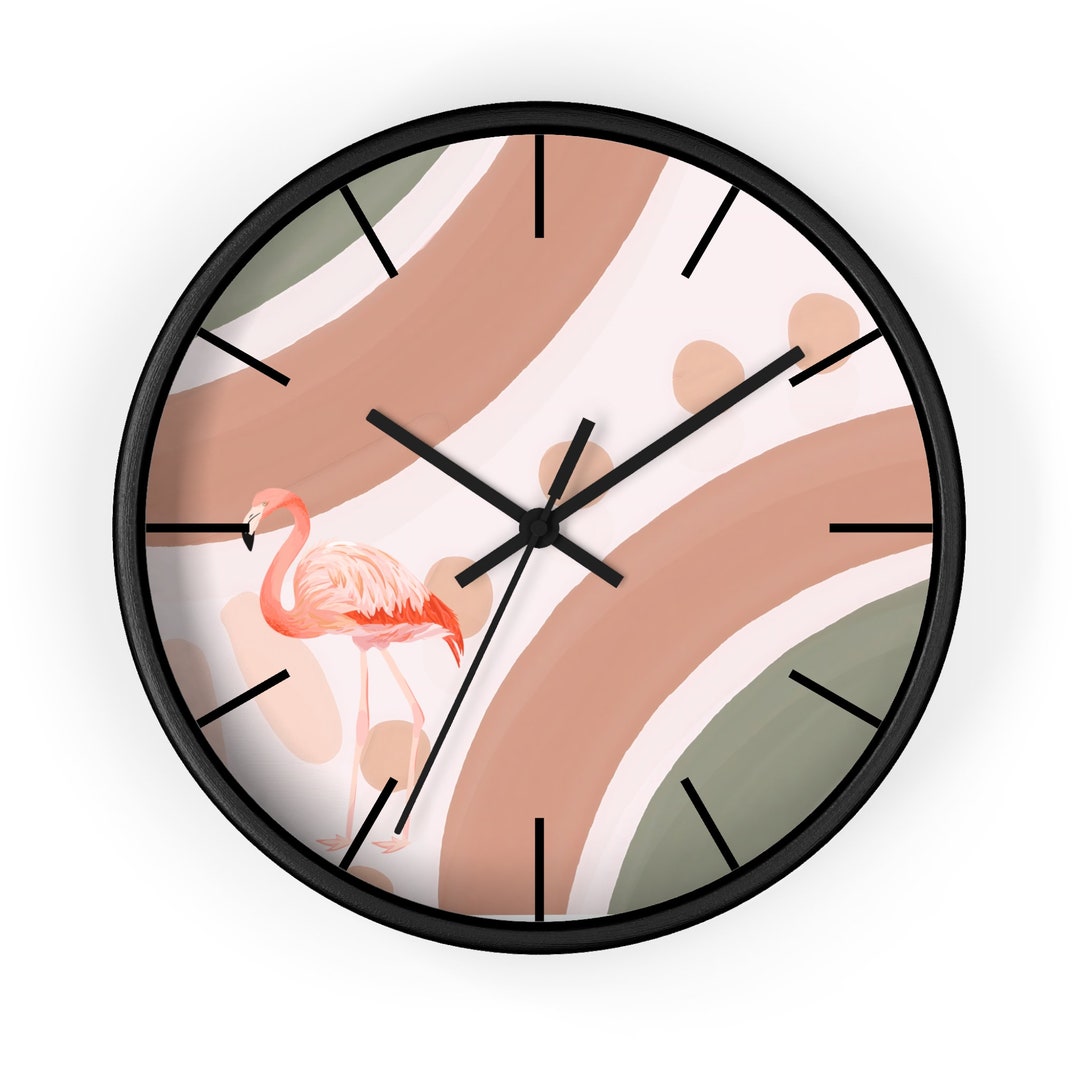 Flamingo Wall Clock, Pink Florida Flamingo, Flamingo Decor, Wooden ...