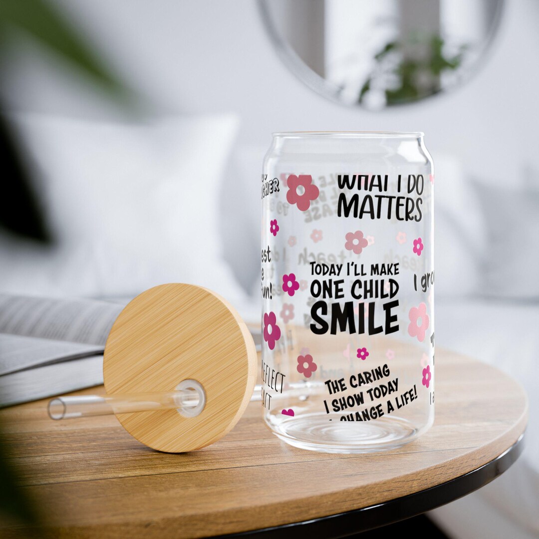 Teacher Affirmation Beer Iced Coffee Glass, Teacher Back to School Gift ...