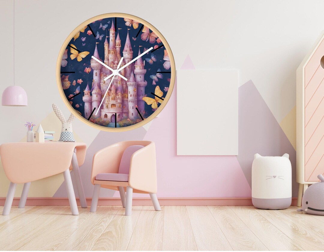Butterfly Wall Clock, Fantasy Castle Wall Clock for Tween Girls Room ...