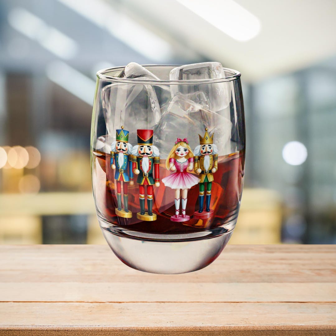 Nutcracker Whiskey Glass, 6oz Watercolor Lowball Glass, Classic ...