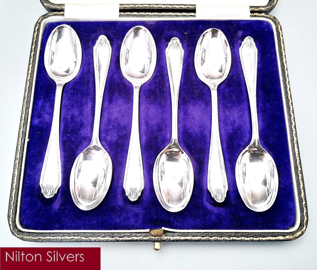Cased Set 6 Antique Solid Silver Teaspoons Cooper Bros. & - Etsy