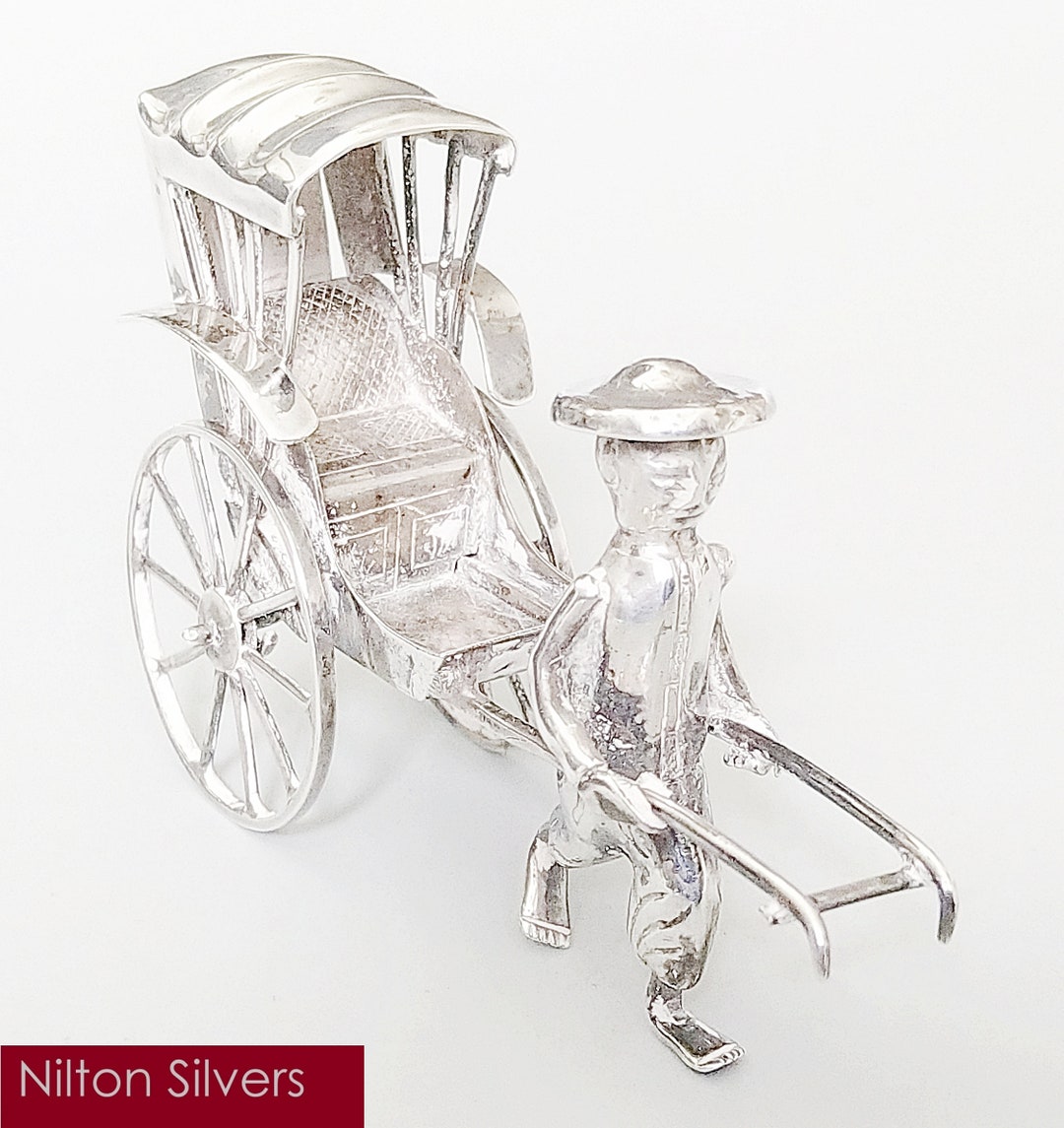 Antique Chinese Export Solid Silver Rickshaw Figurine, Wang Hing, C ...