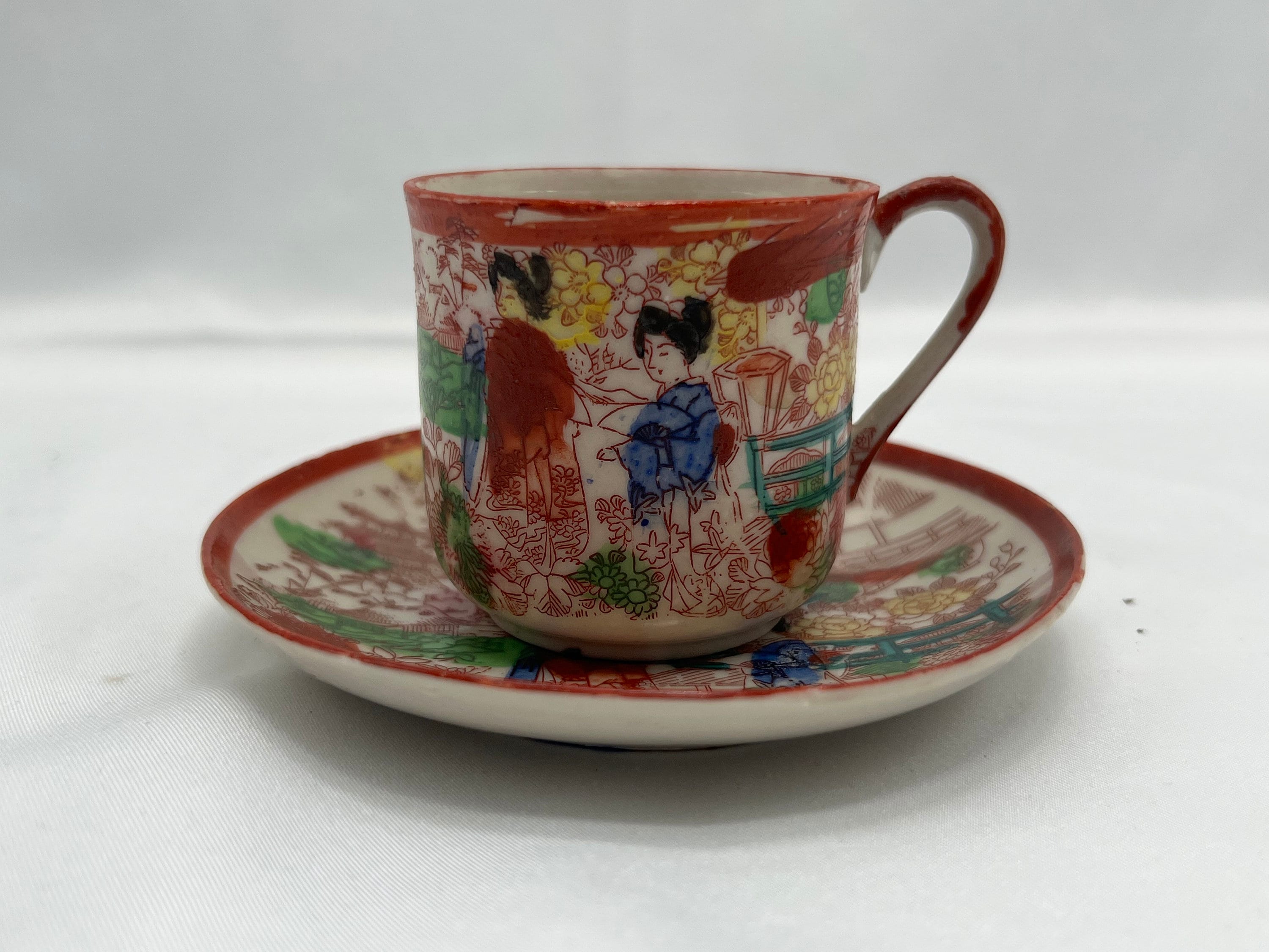 Vintage Geisha Girl Demitasse Teacup and Saucer - Made in Japan - Etsy