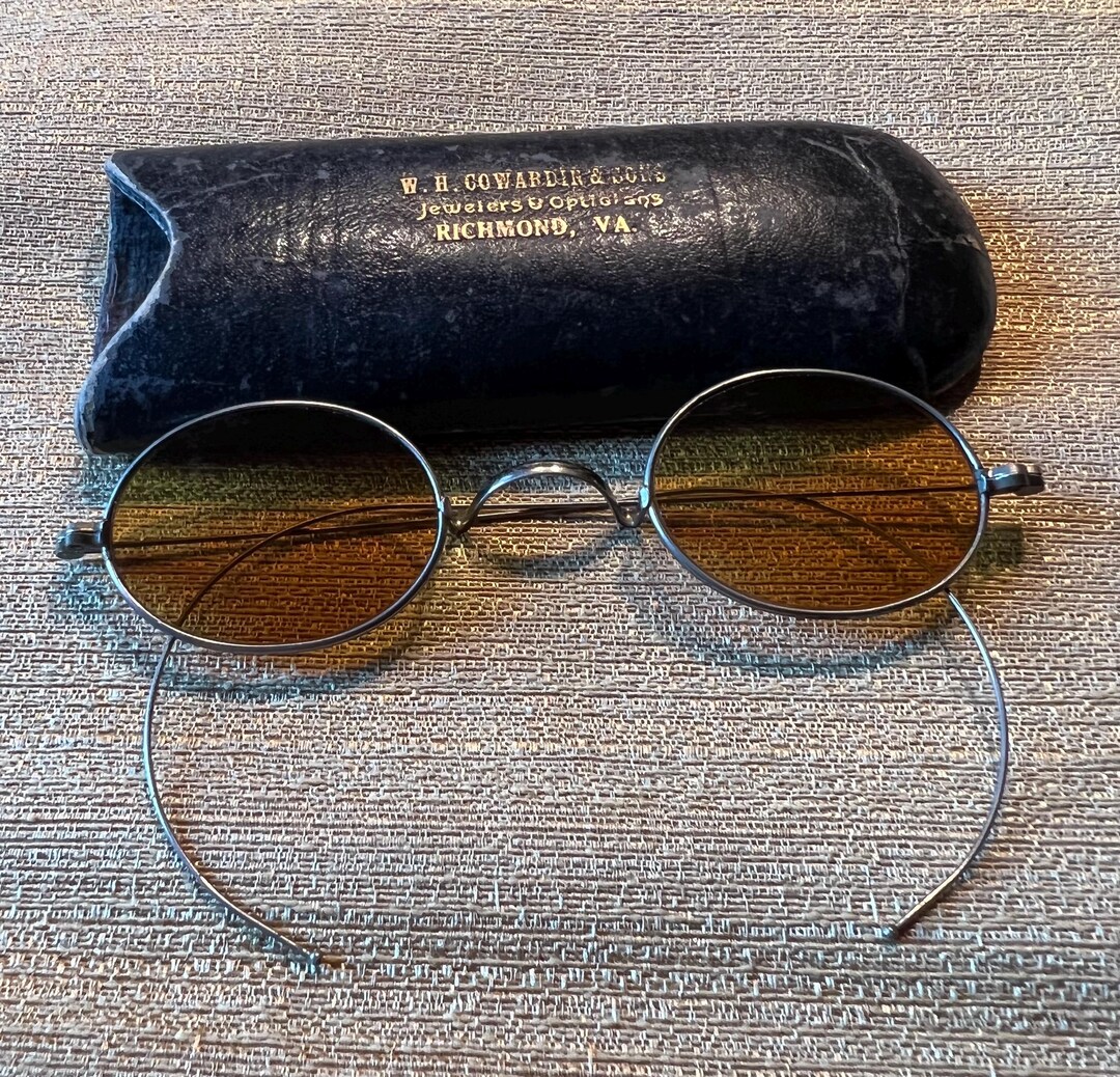 Art Deco Amber / Yellow Vintage Sunglasses With Metal Frames 1900s ...