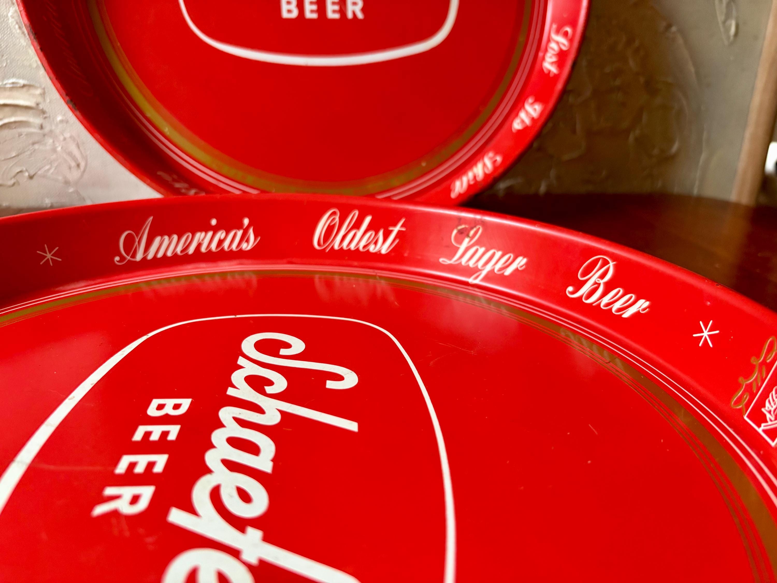 Vintage 1960s Schaefer Beer Tray - Bright Red Metal - America’s Oldest ...