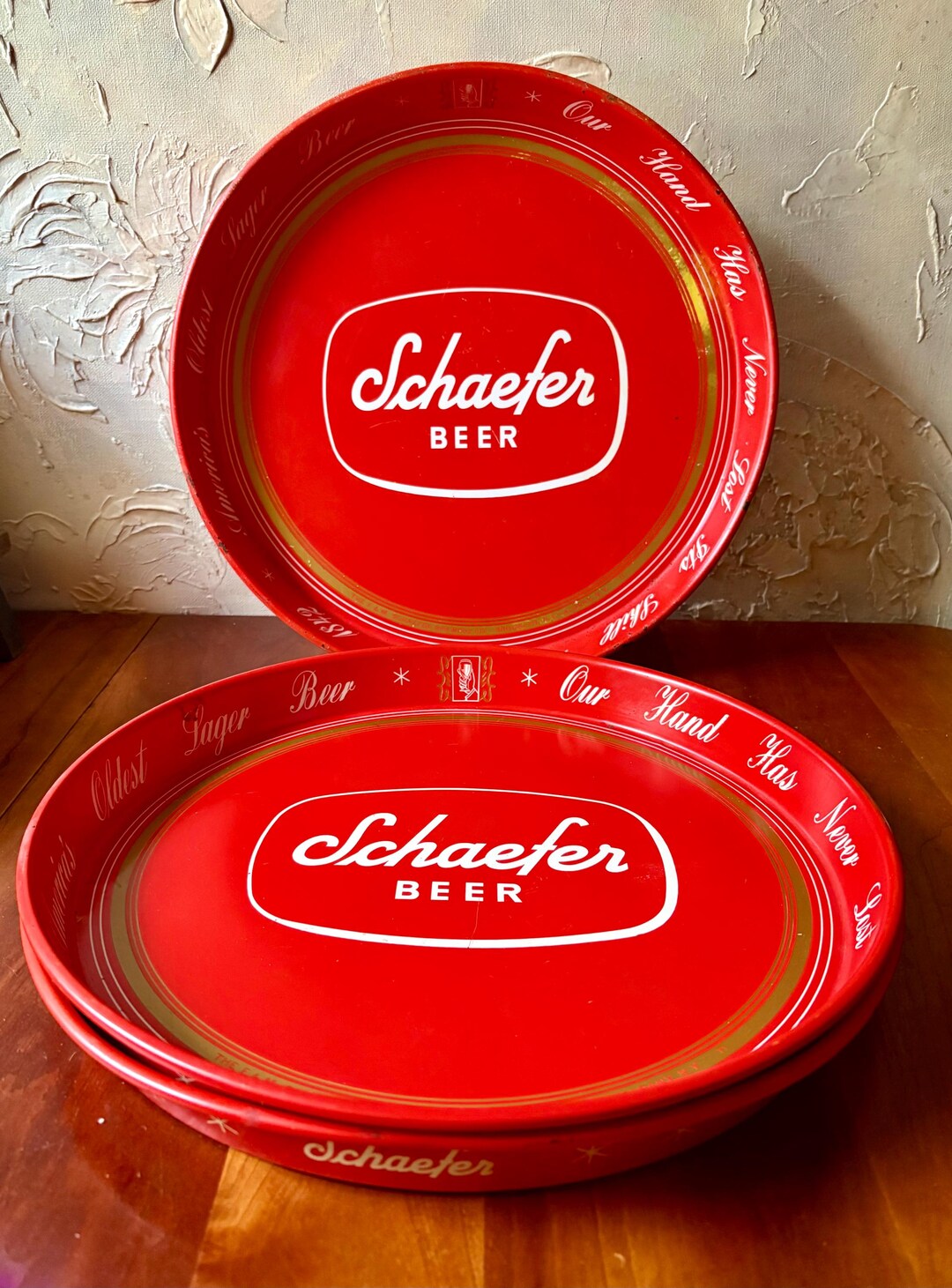 Vintage 1960s Schaefer Beer Tray - Bright Red Metal - America’s Oldest ...