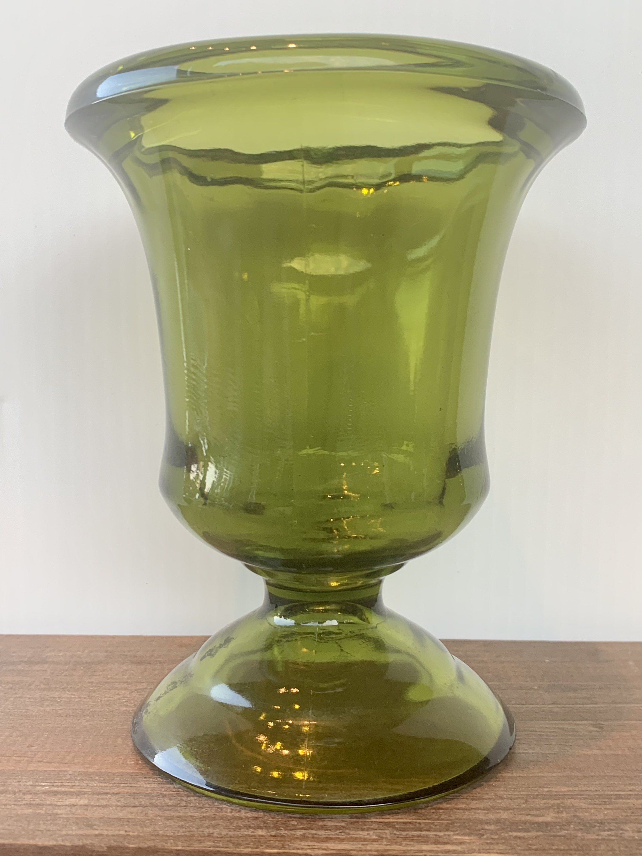 Vintage Green Depression Glass Vase - Etsy