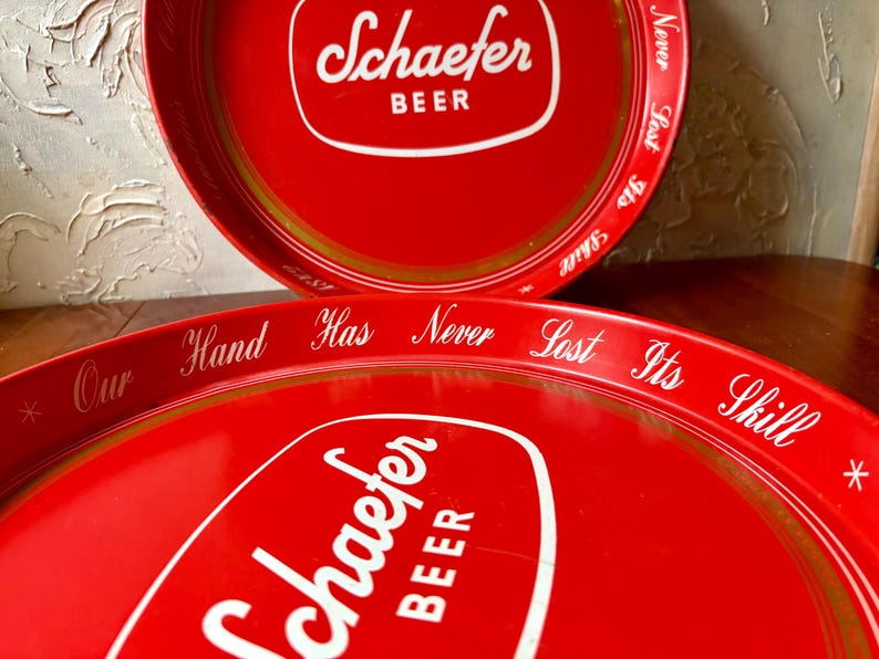 Vintage 1960s Schaefer Beer Tray - Bright Red Metal - America’s Oldest ...
