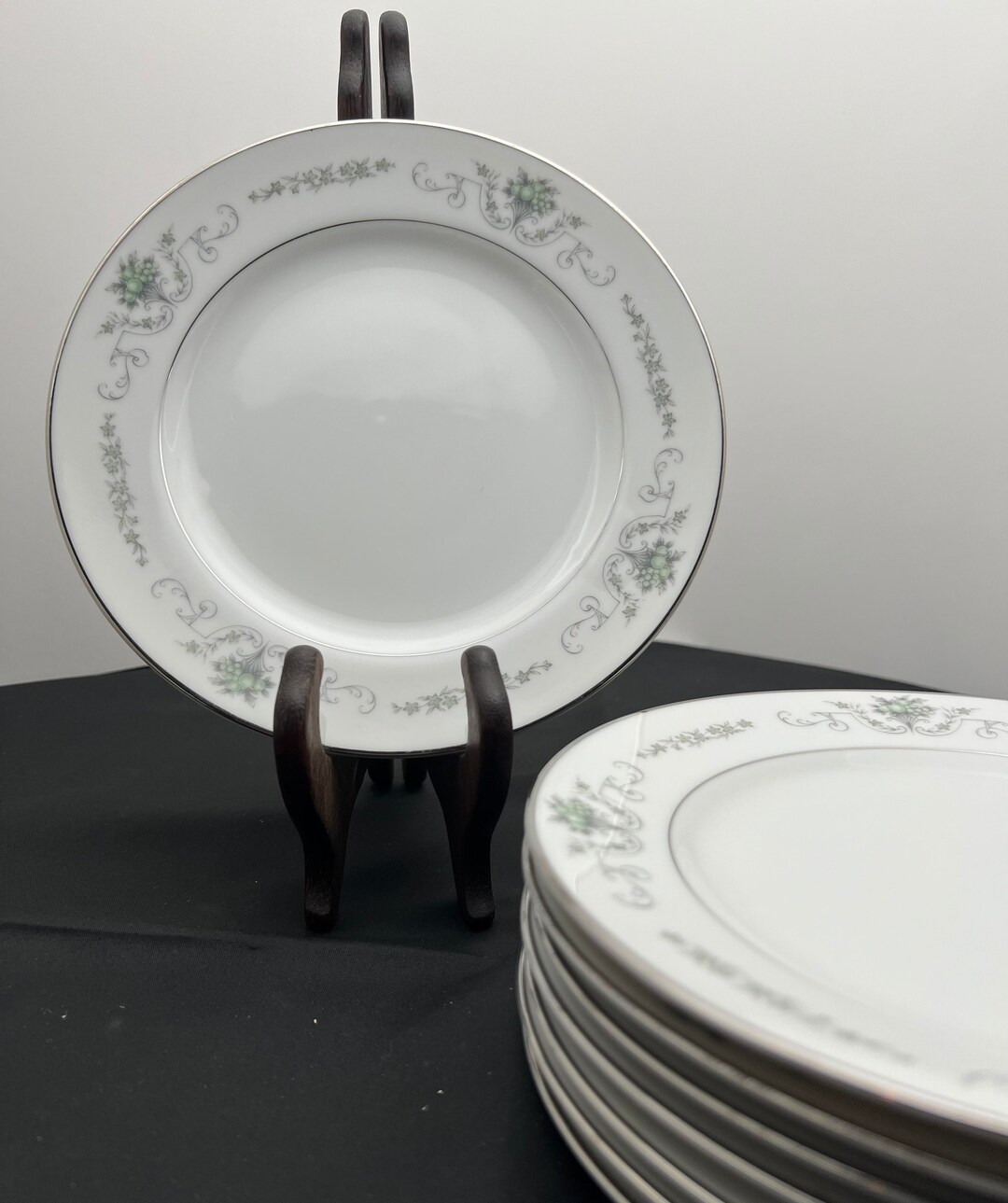 Vintage Rose China Salad Plates (set of 4) - Gainsborough Platinum Trim ...