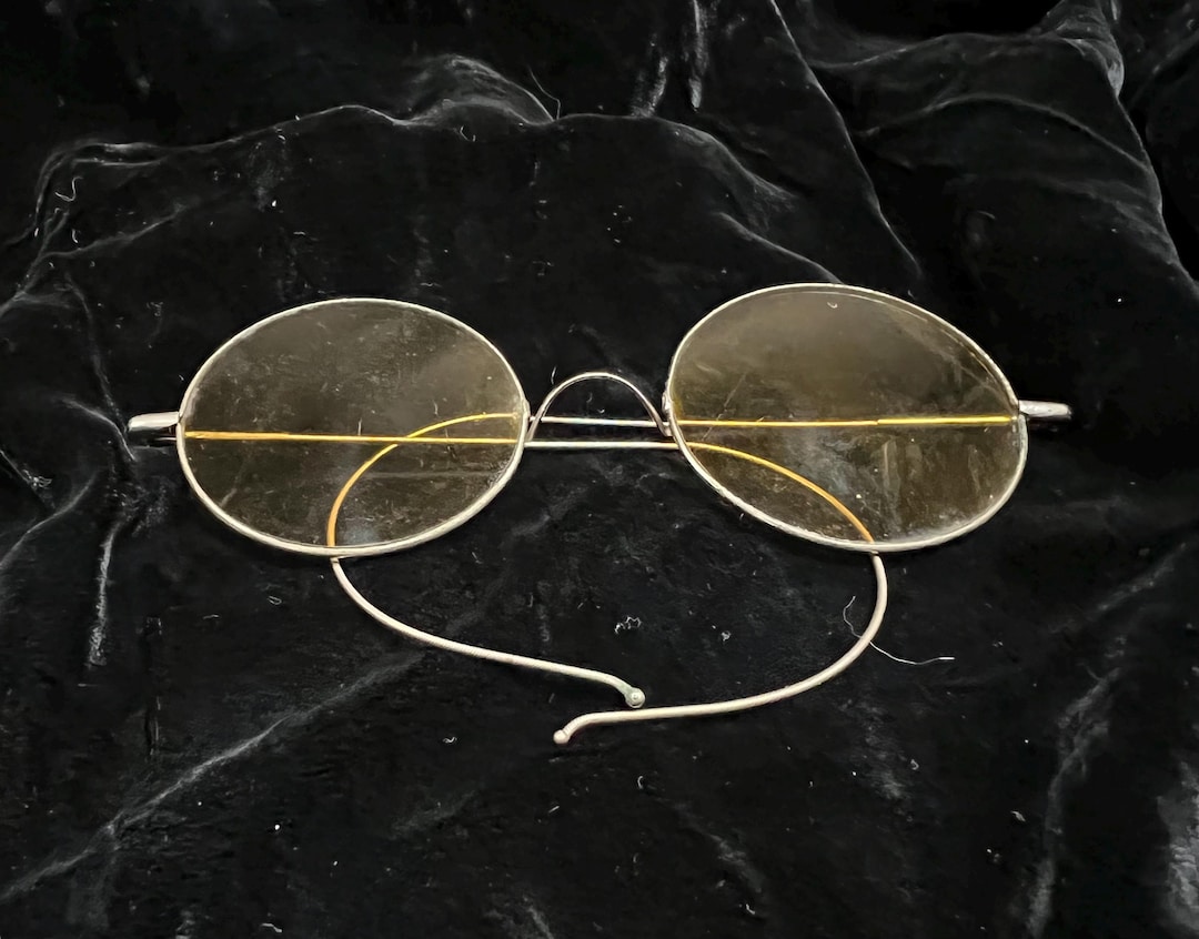 Antique Amber Yellow Wilson Glasses With Metal Frame - Non Prescription ...