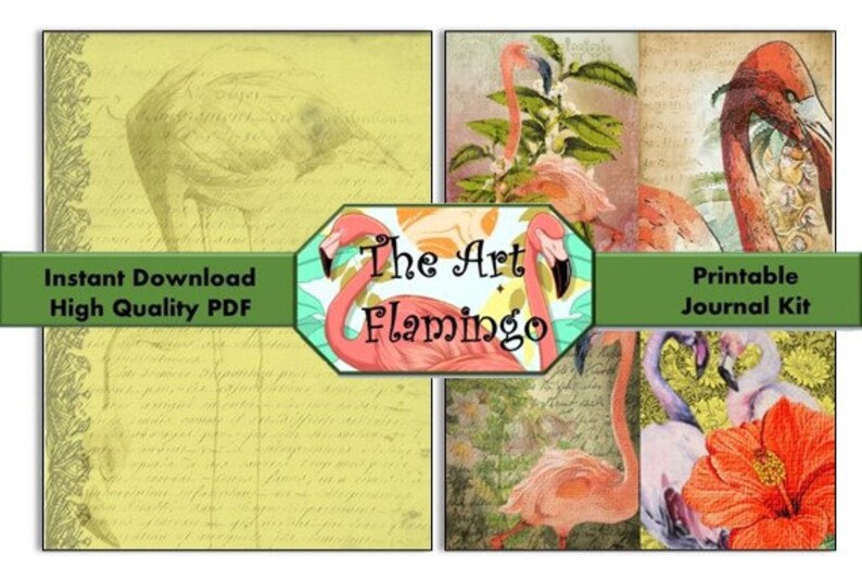 Flamingo Junk Journal Digital Download Set for Journaling and - Etsy