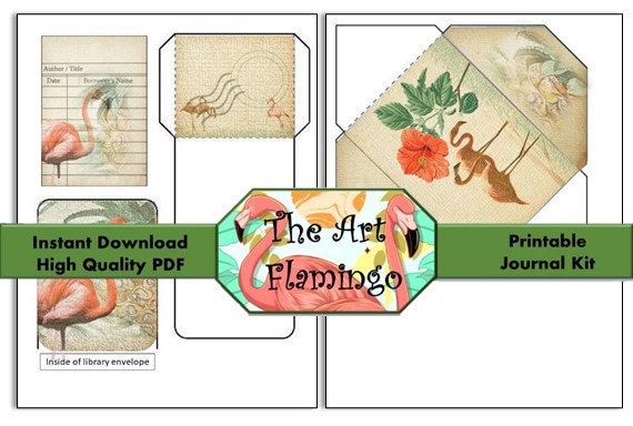 Flamingo Junk Journal Digital Download Set for Journaling and - Etsy