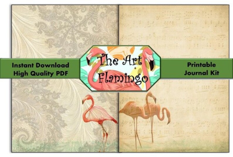 Flamingo Junk Journal Digital Download Set for Journaling and - Etsy