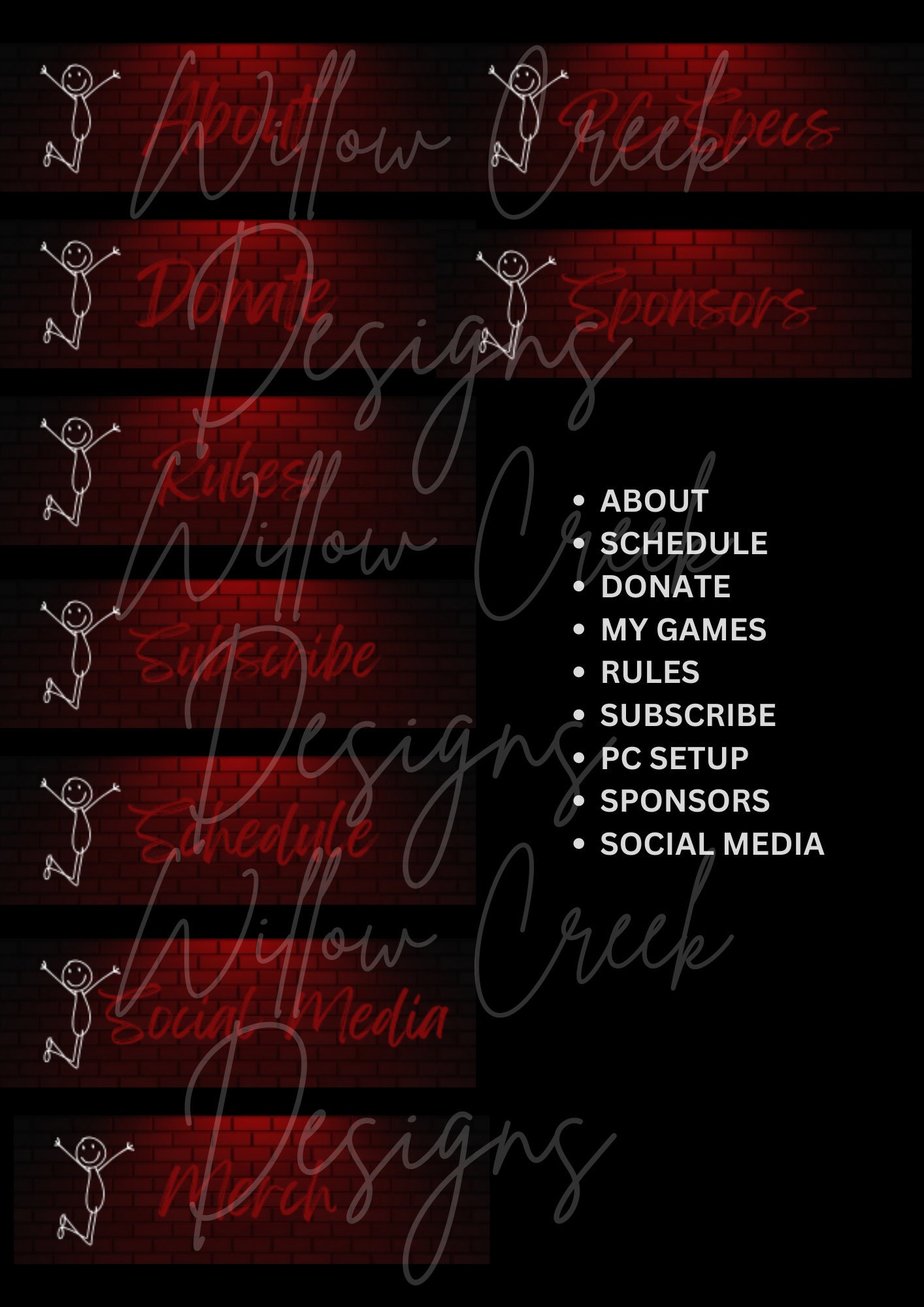 9 Red Brick With Stick Person Twitch Panels | Red | Aesthetic | Brick ...