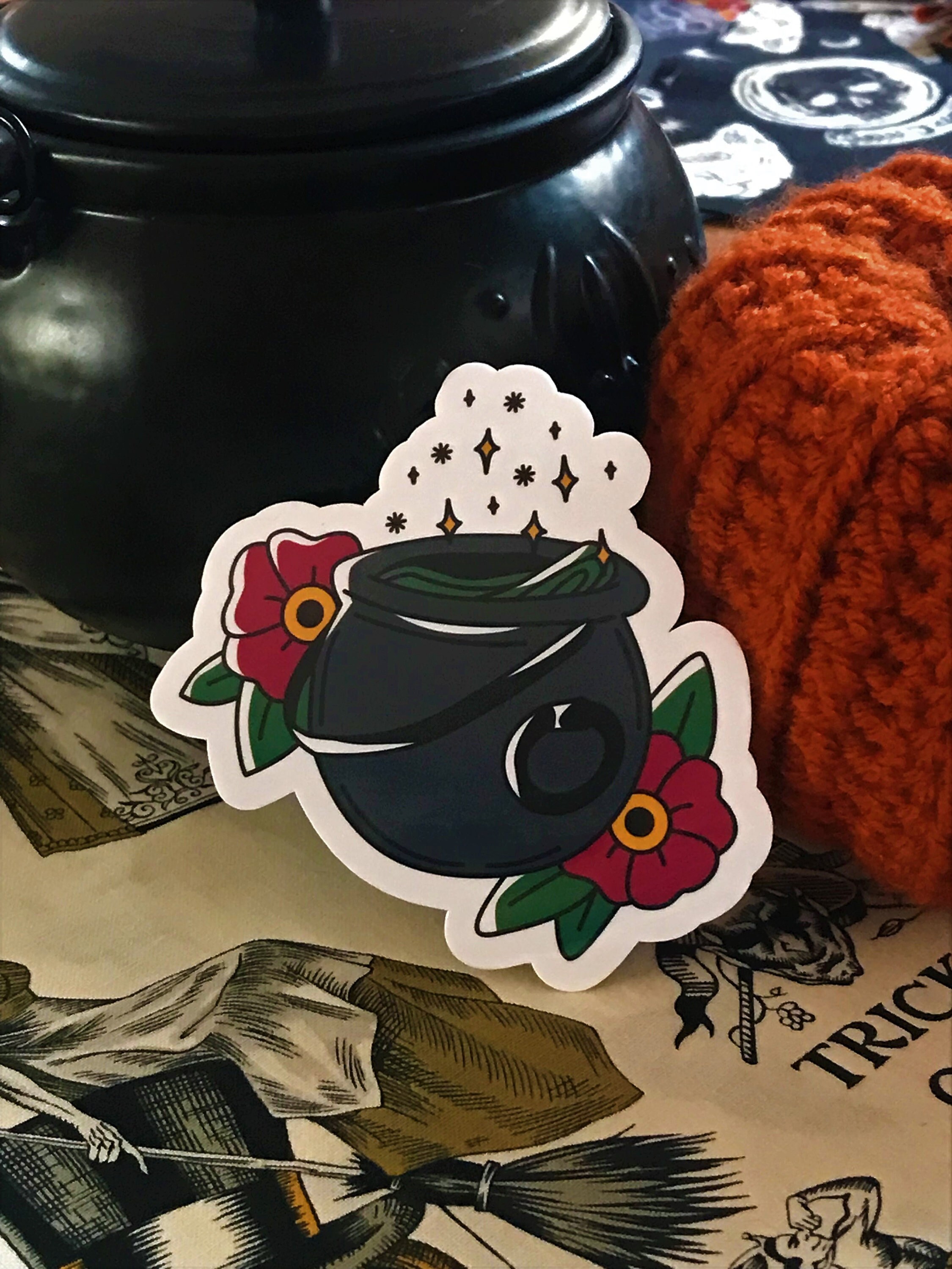 Halloween Witches Cauldron Tattoo Style Vinyl Sticker - Etsy