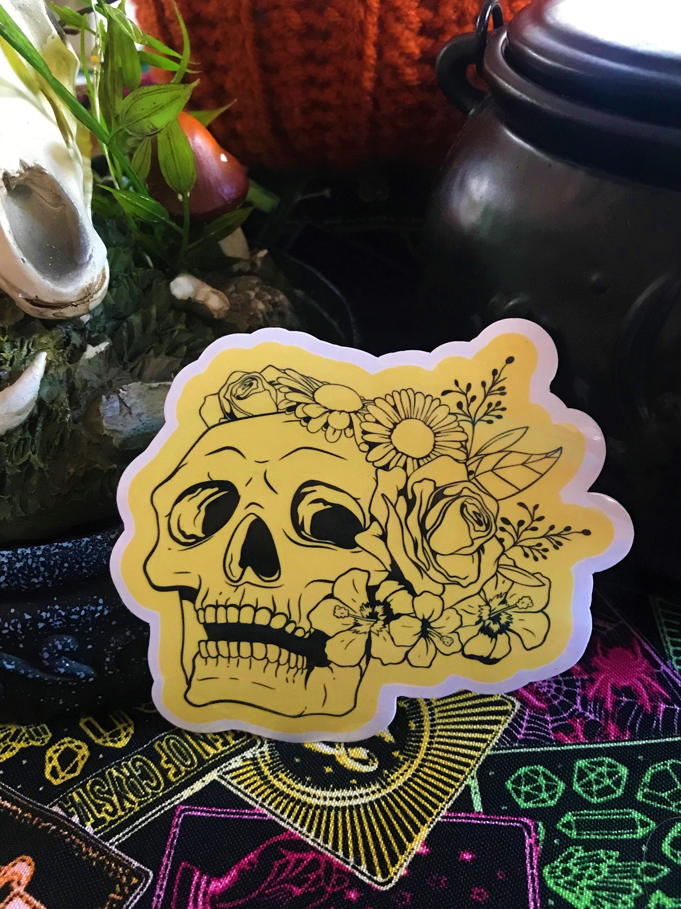 Drawn Skull Vinyl Sticker - Etsy