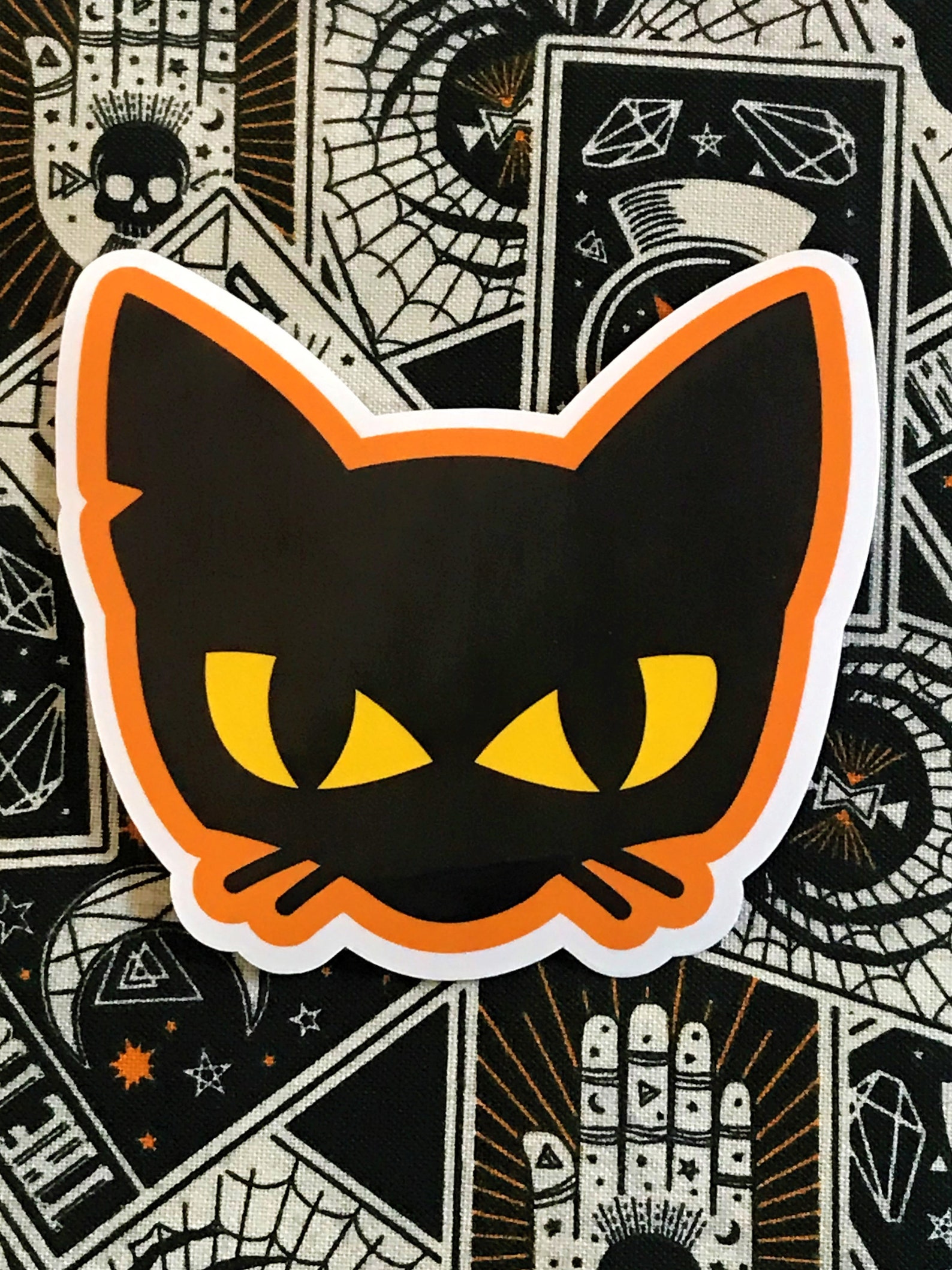 Laminated Black Cat Vinyl Sticker - Etsy