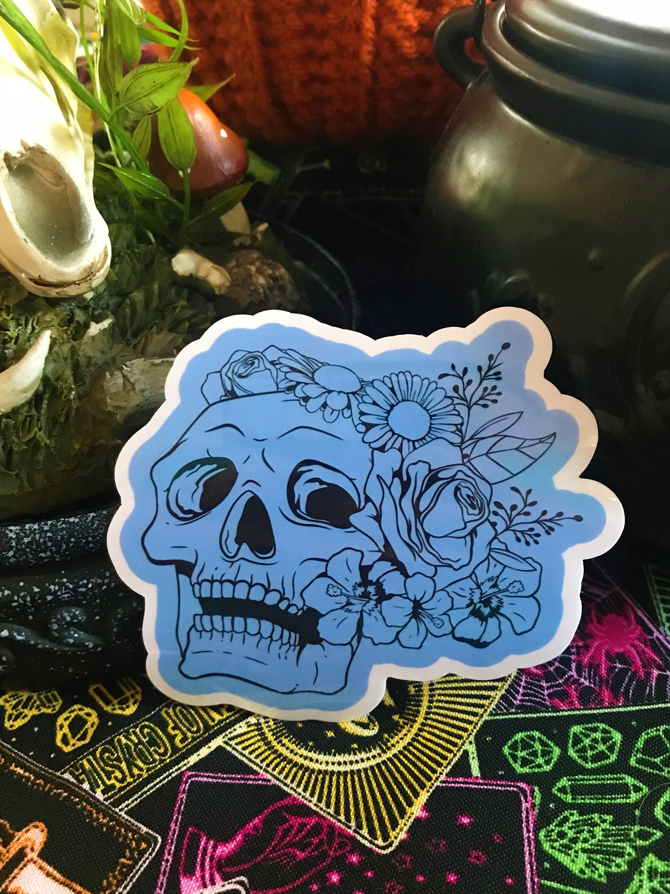 Drawn Skull Vinyl Sticker - Etsy