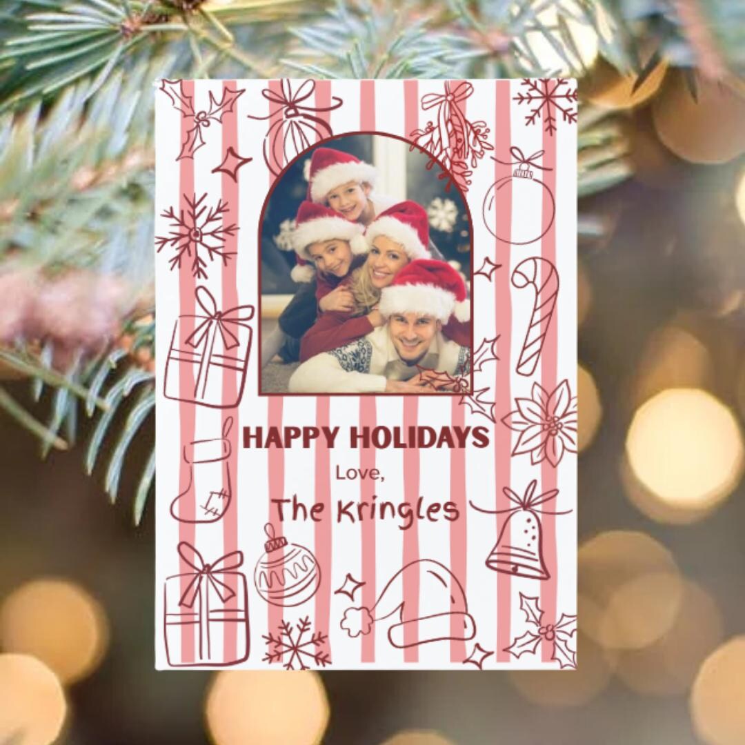 Editable Christmas Card Template With Holiday Icons | Canva Download ...